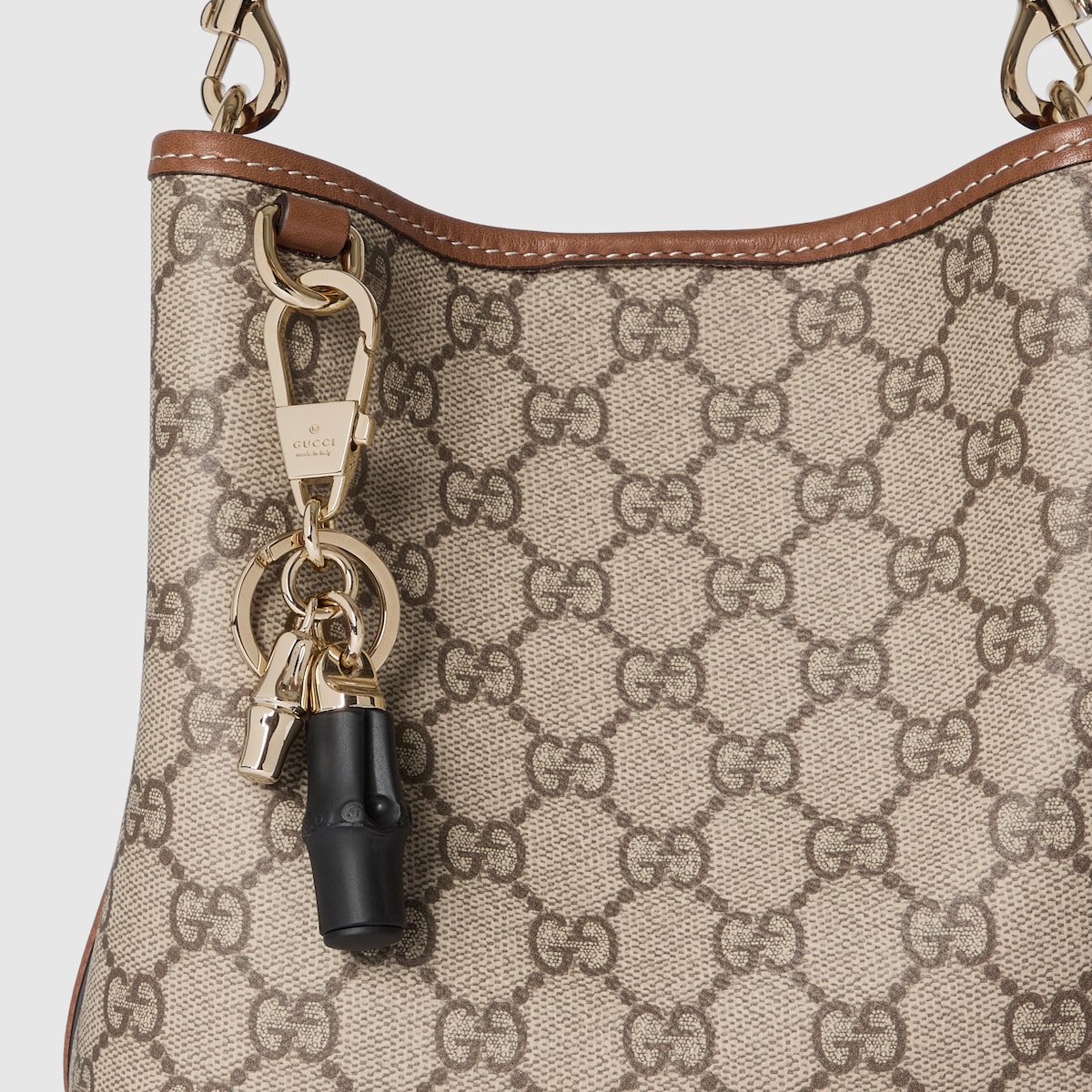 Keychain with bamboo details in black varnish | GUCCI® Canada