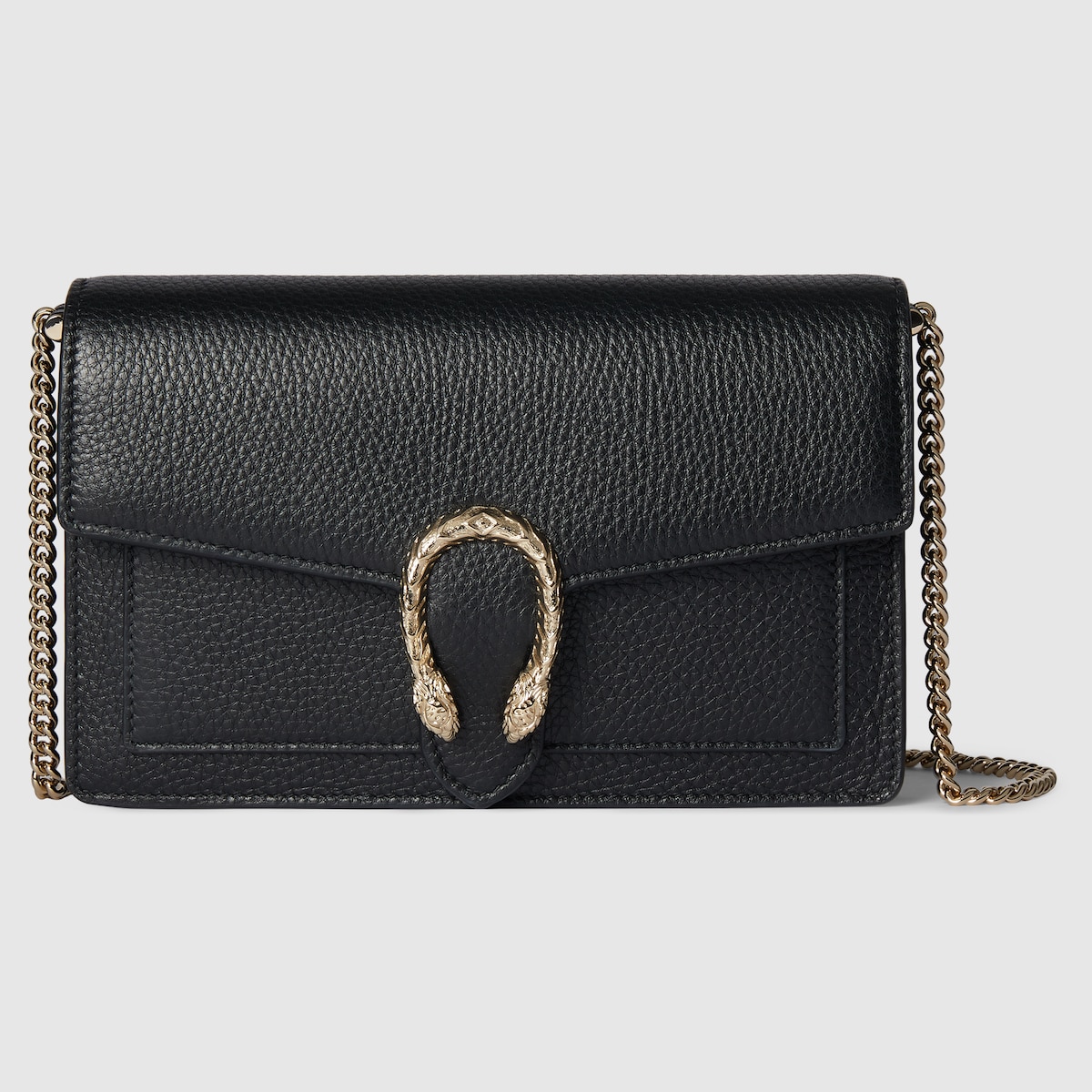 Dionysus wallet on chain in black leather | GUCCI® US