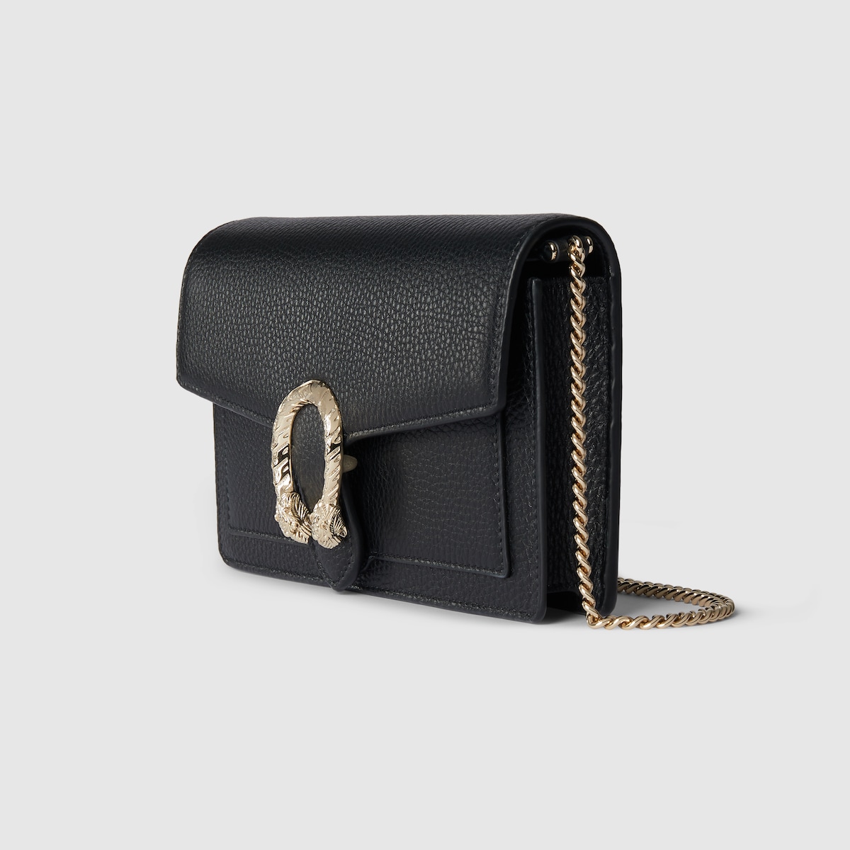 Dionysus wallet on chain in black leather | GUCCI® US