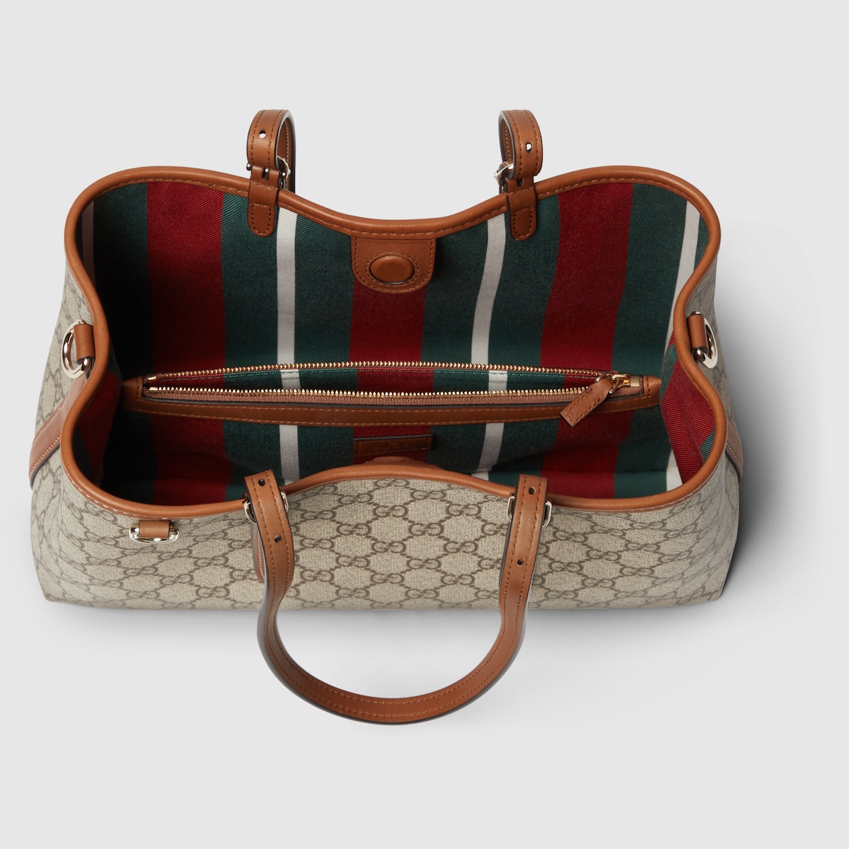GG Emblem medium tote bag in beige and brown GG fabric | GUCCI® US