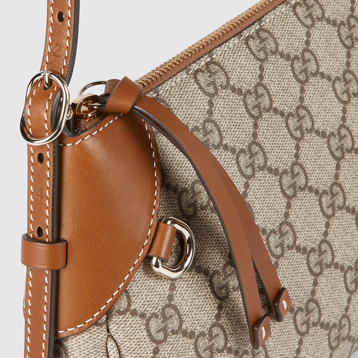 GG Emblem small shoulder bag in beige and dark brown fabric | GUCCI® UK