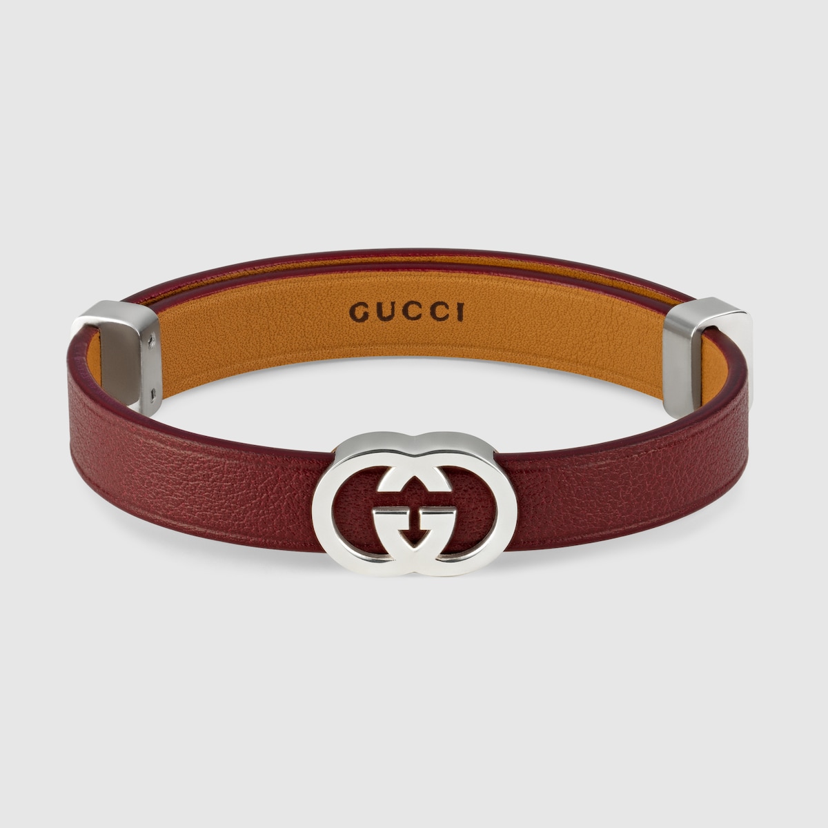 Gucci Interlocking leather bracelet in Rosso Ancora red leather | GUCCI® US