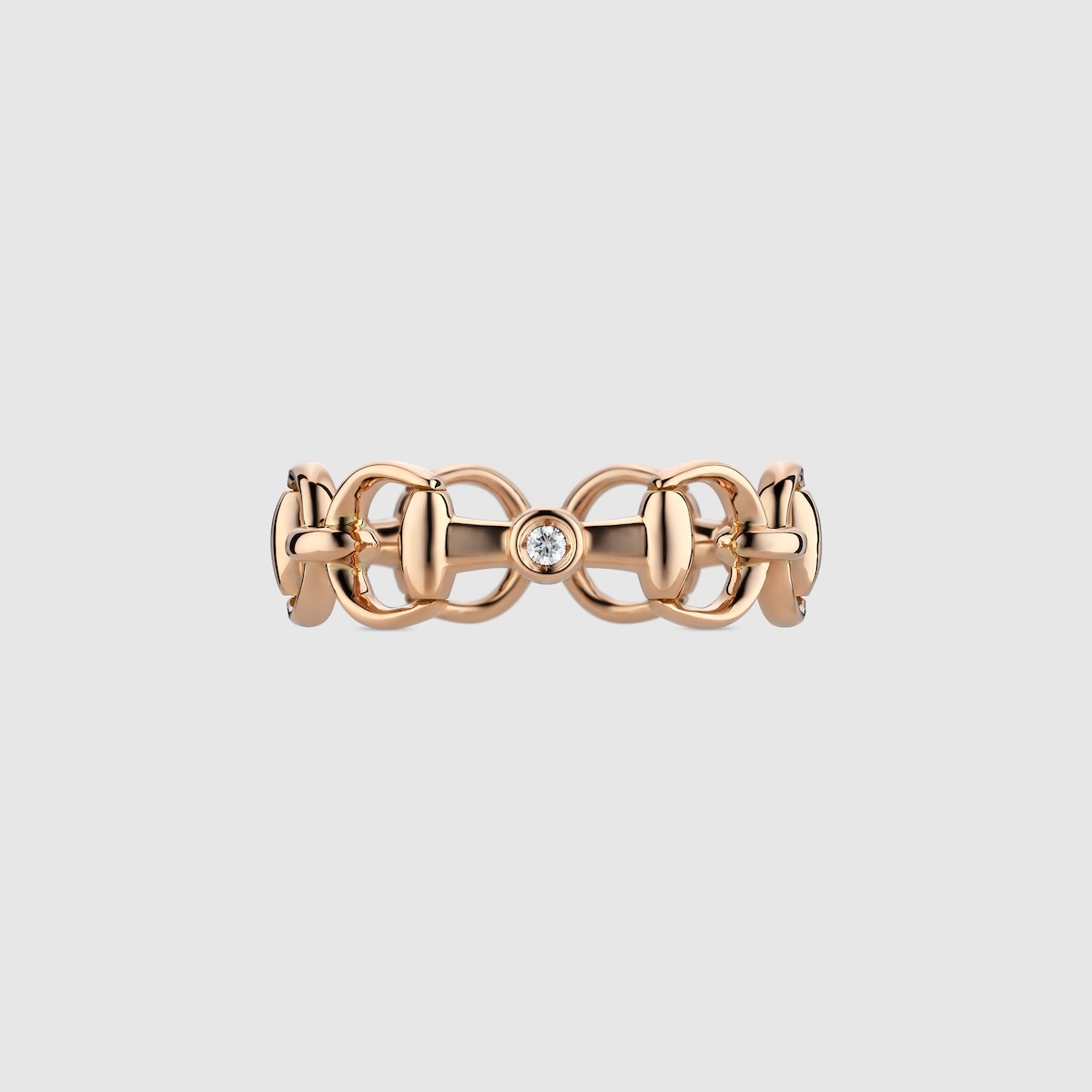 Gucci Horsebit diamond 18k ring in 18k rose gold | GUCCI® US