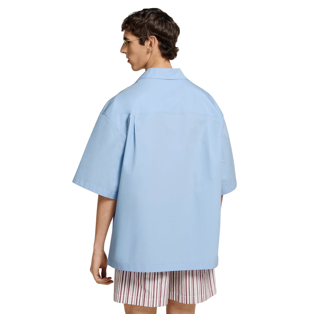 Cotton poplin shirt with embroidery in light blue | GUCCI® UK