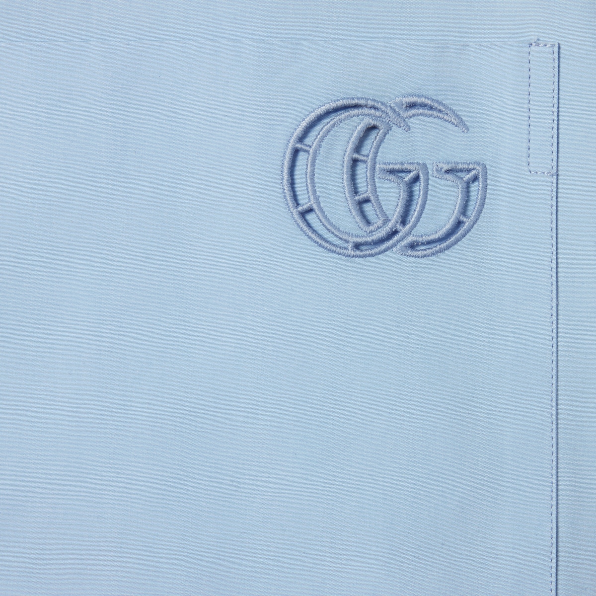 Cotton poplin shirt with embroidery in light blue | GUCCI® UK