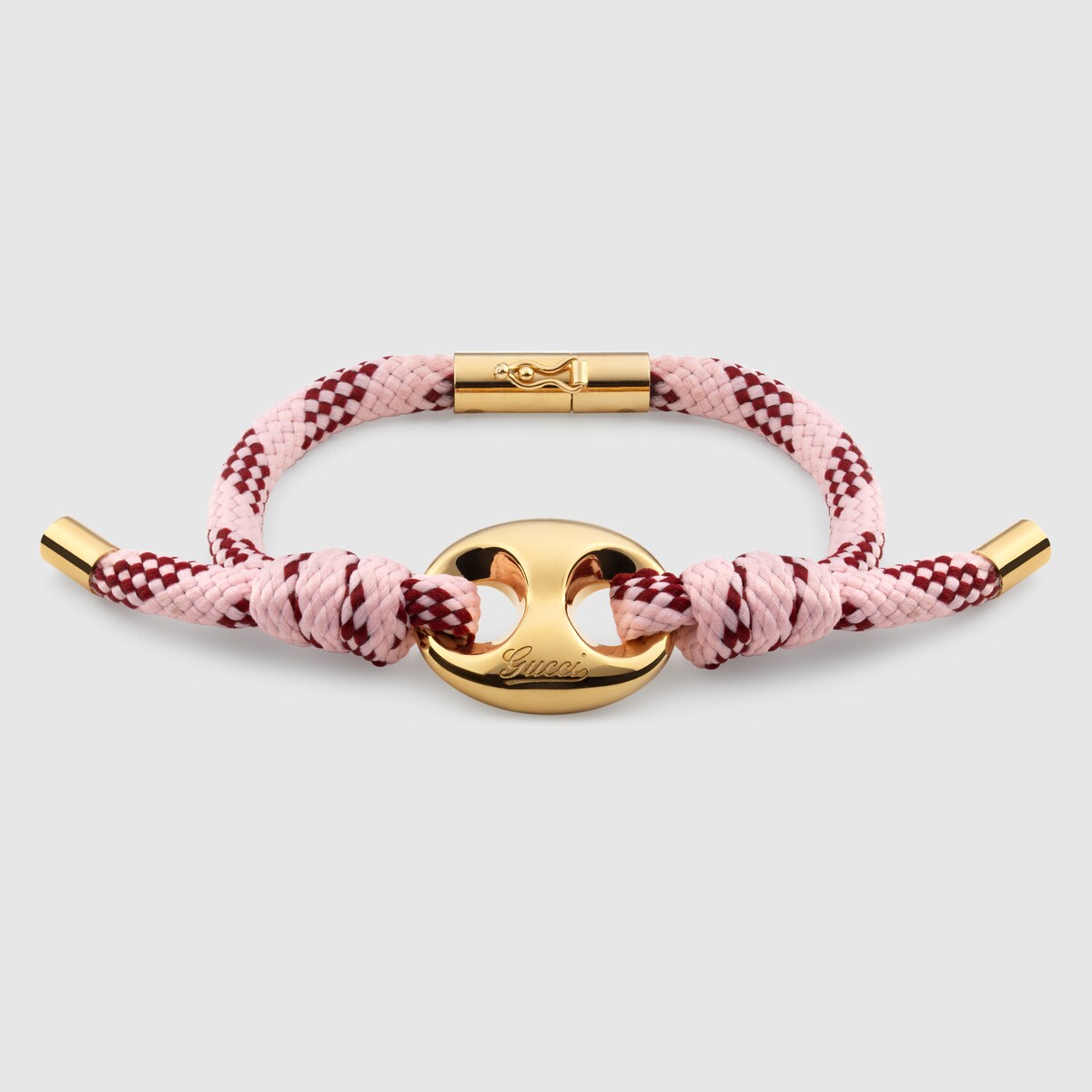 Bracciale Gucci Marina Chain in tessuto in poliestere rosa e ...