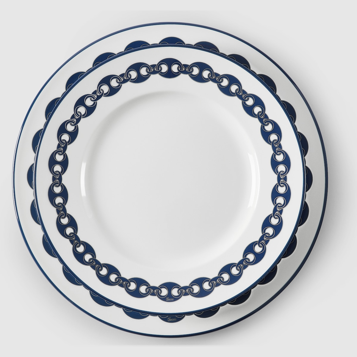 Gucci Marina dinner plate, set of two in off white and navy | GUCCI® SG