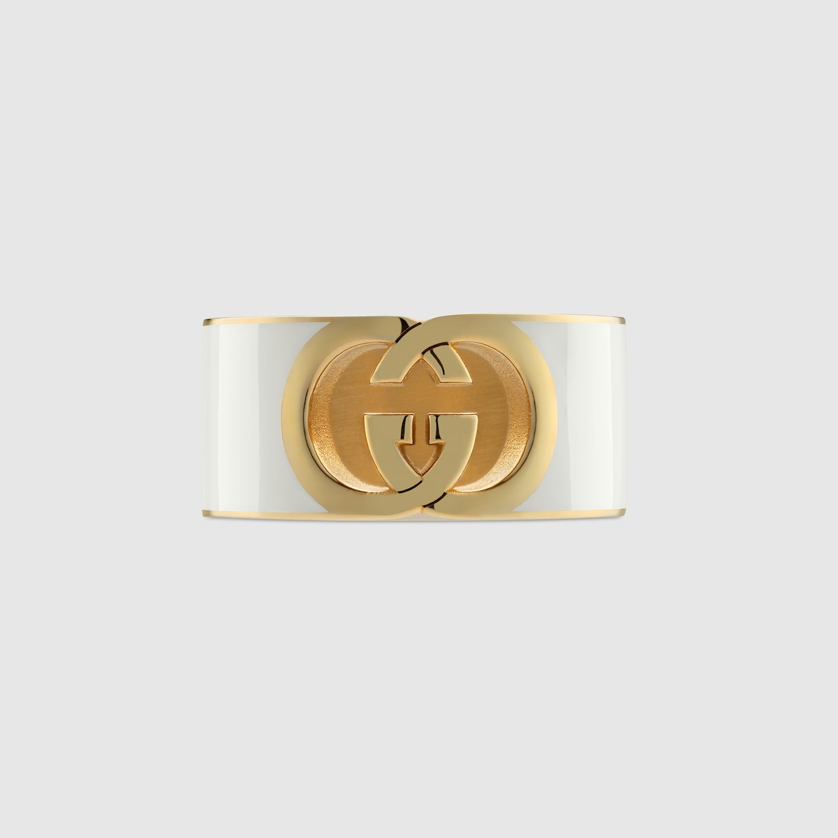 Gucci Interlocking enamel ring in yellow gold-toned brass | GUCCI® AU