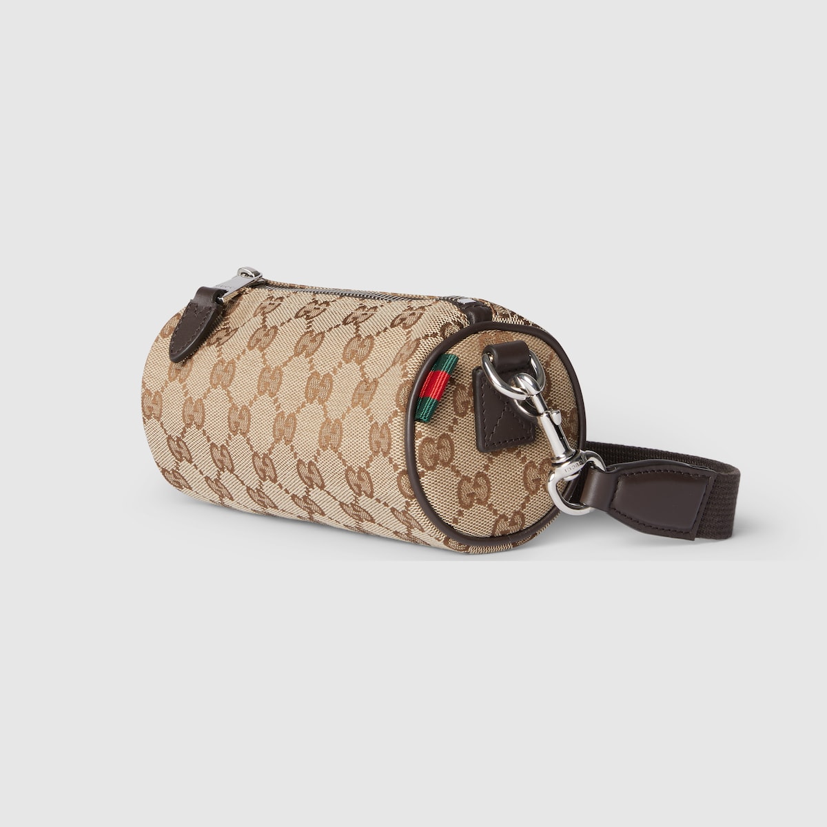 GG canvas mini cylinder bag in beige and brown GG canvas | GUCCI® US