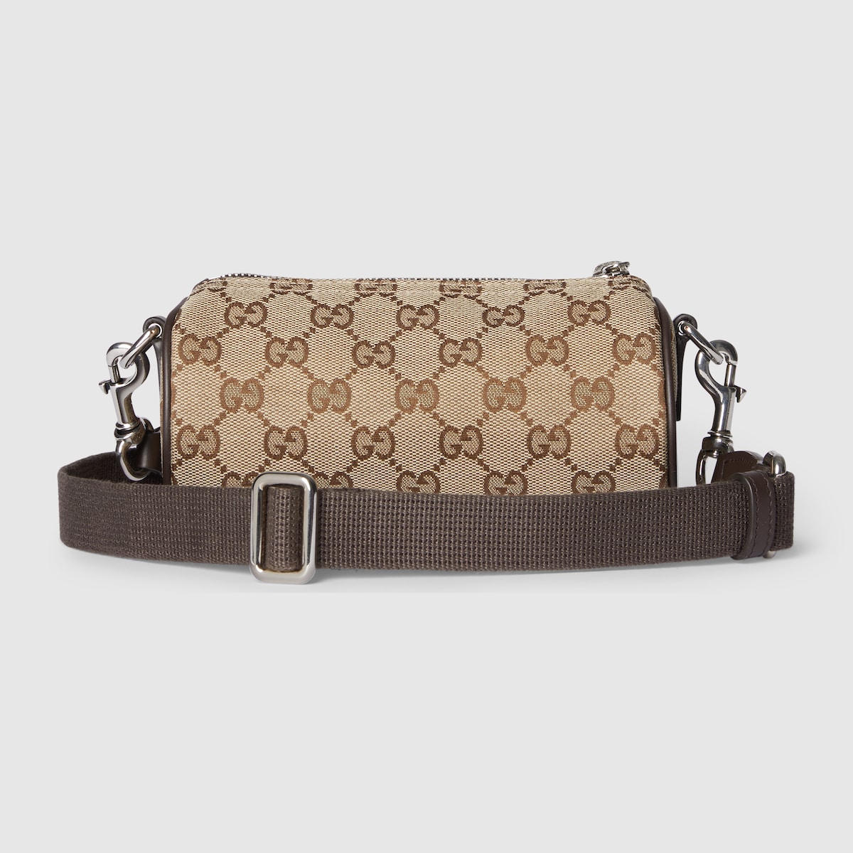 GG canvas mini cylinder bag in beige and brown GG canvas | GUCCI® US