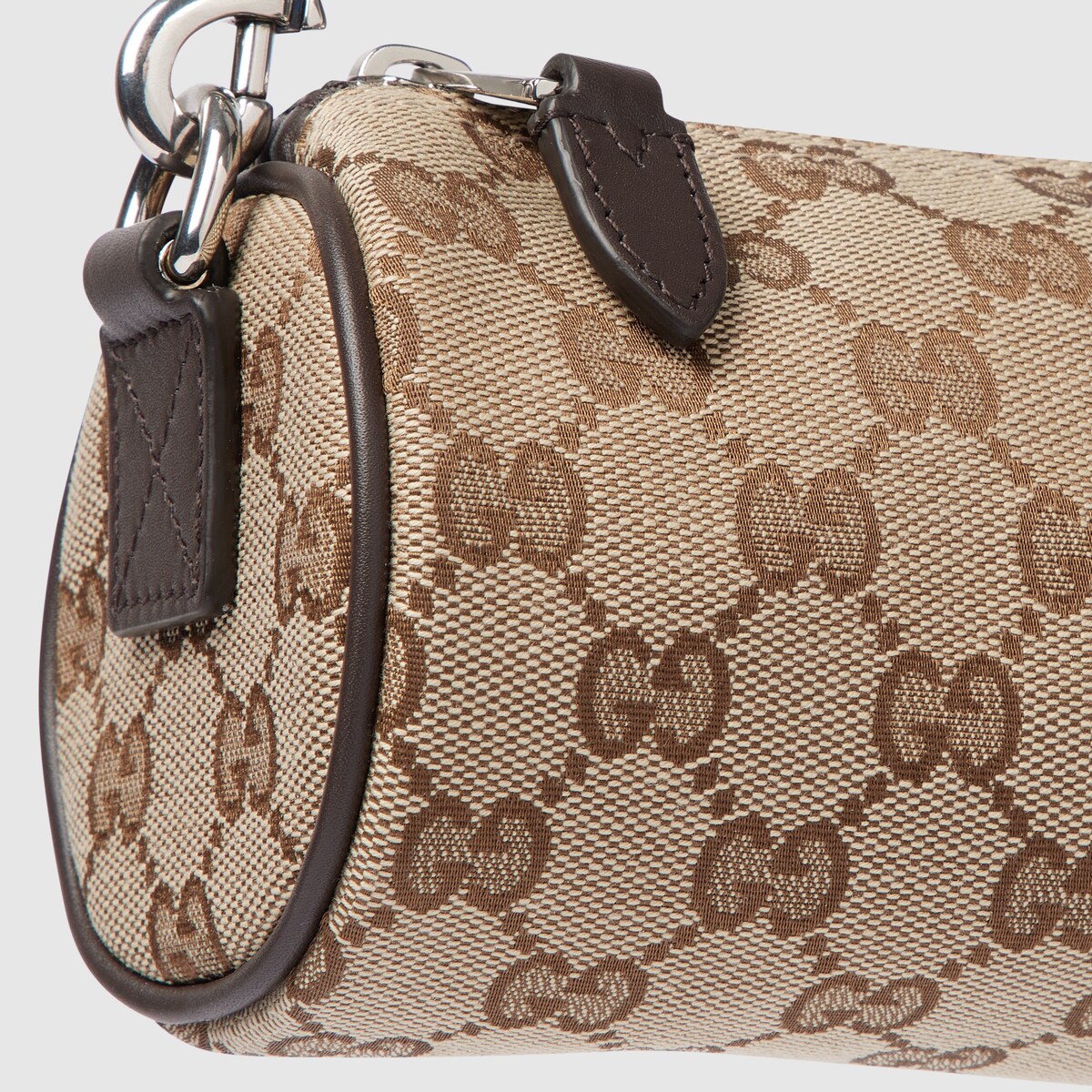 GG canvas mini cylinder bag in beige and brown GG canvas | GUCCI® US