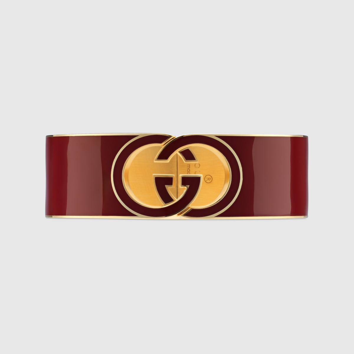 Gucci Interlocking enamel cuff bracelet in yellow gold-toned brass ...