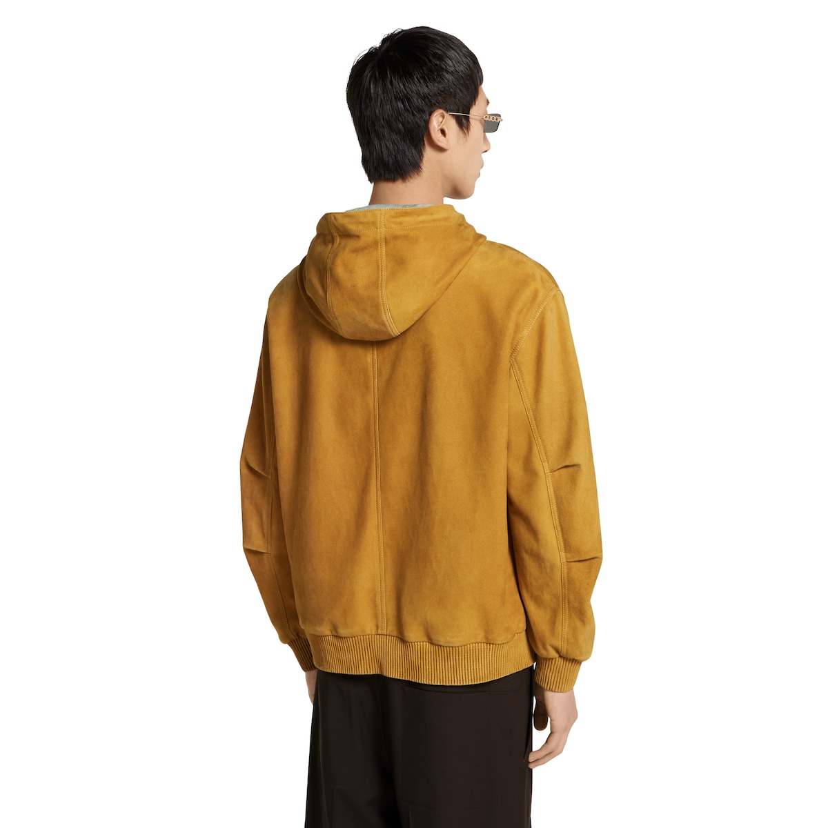 Suede zip sweatshirt with embossed logo in camel | GUCCI® UK