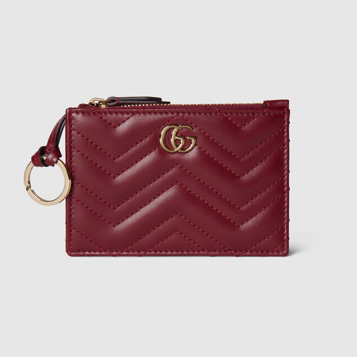 GG Marmont zip key pouch in Rosso Ancora red leather | GUCCI® CA