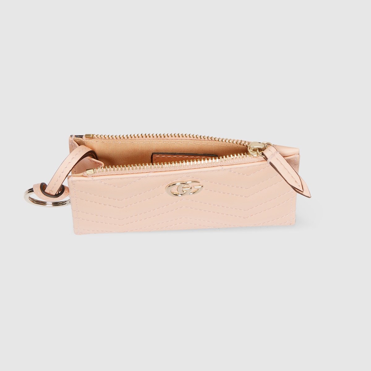 GG Marmont zip key pouch in pale pink leather | GUCCI® US