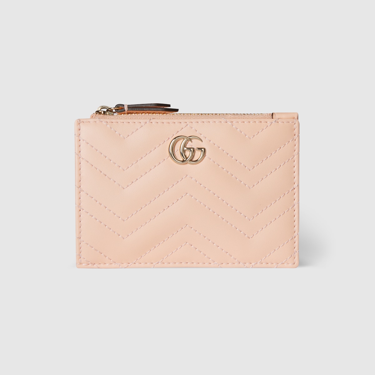 GG Marmont zip key pouch in pale pink leather | GUCCI® UK