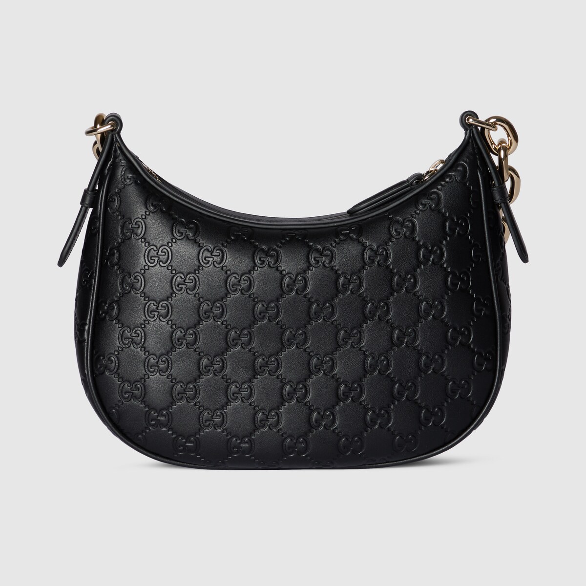 GG Emblem medium shoulder bag in black GG leather | GUCCI® US