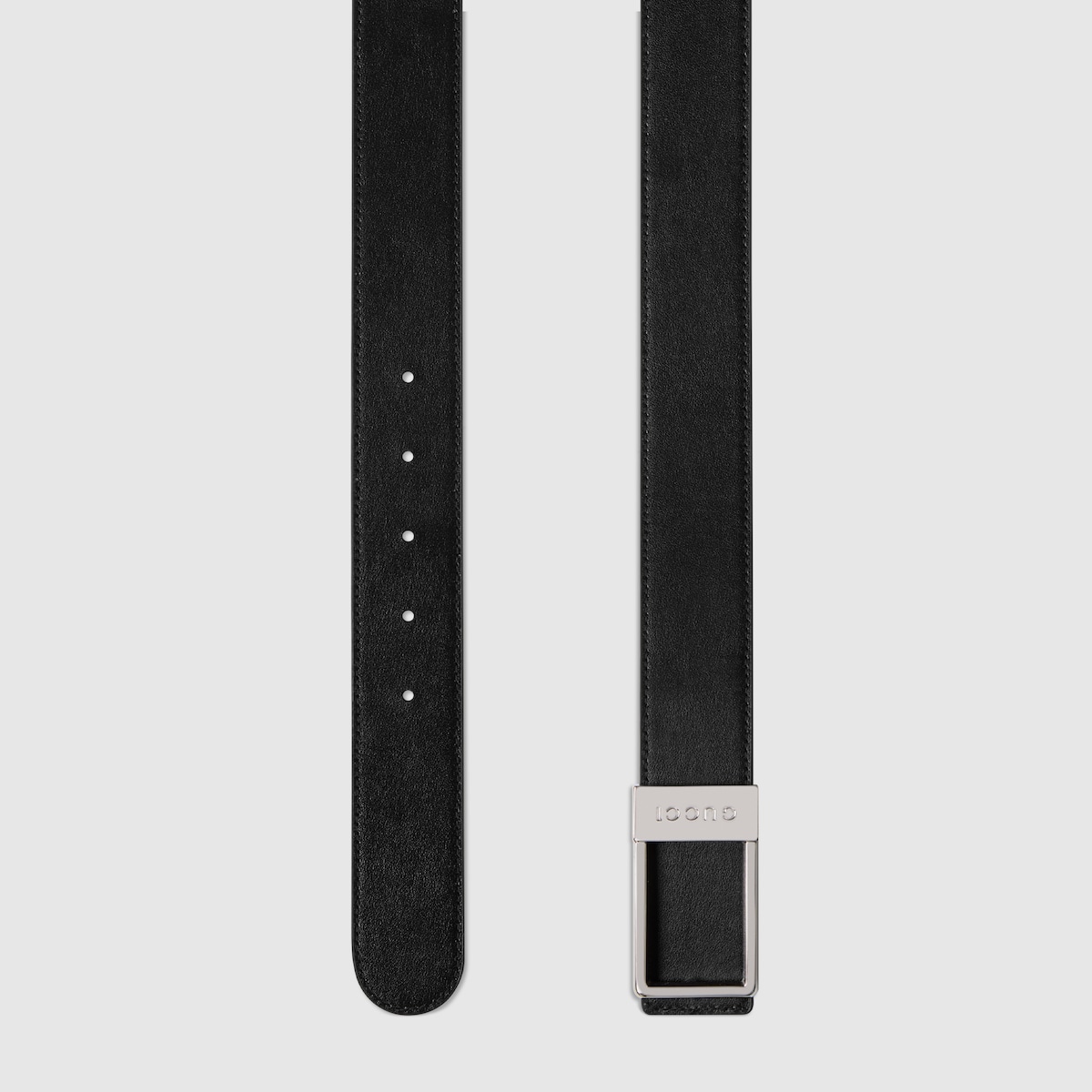 Reversible belt with rectangular buckle in black GG Supreme and leather | GUCCI® US