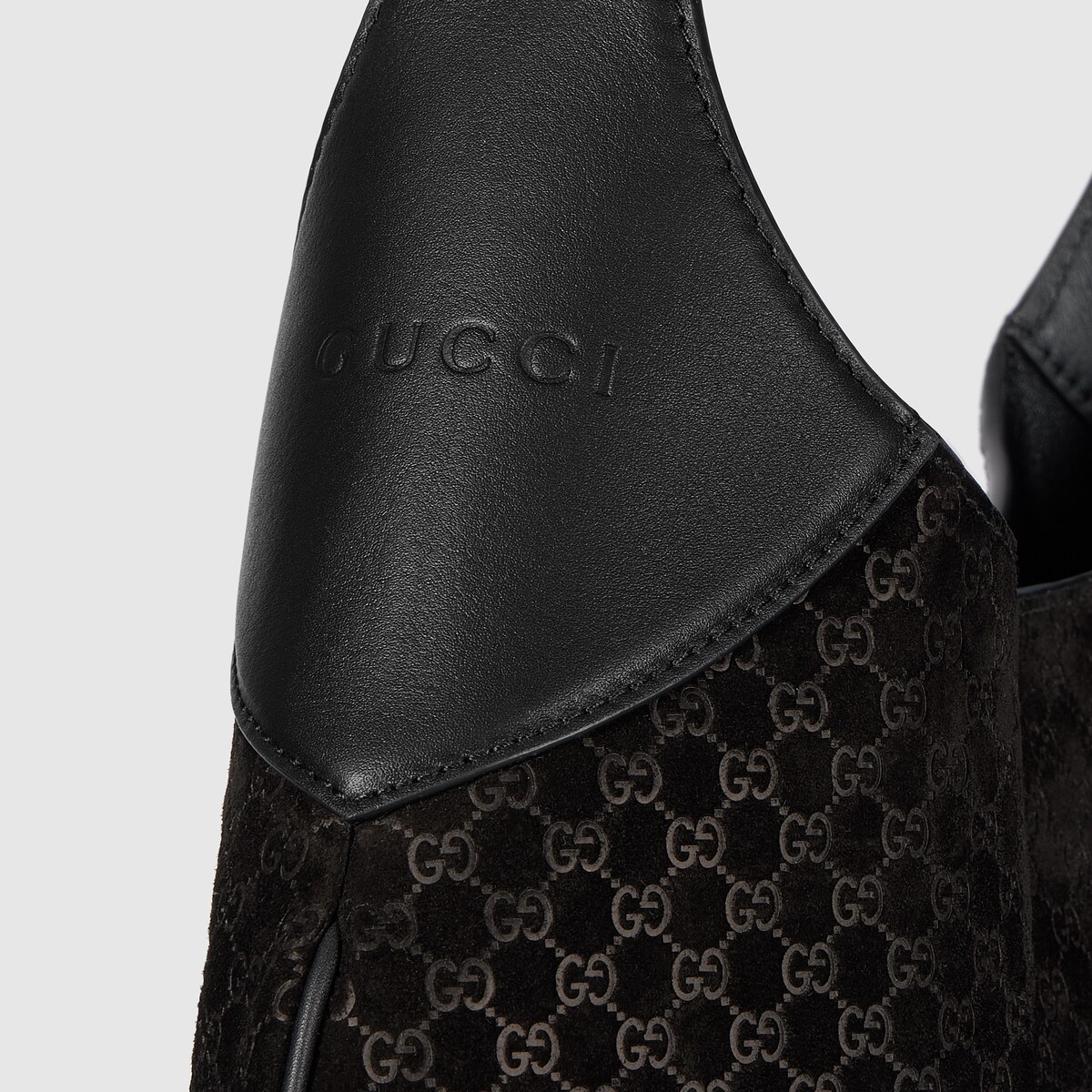 Gucci B small shoulder bag in black GG suede | GUCCI® GR