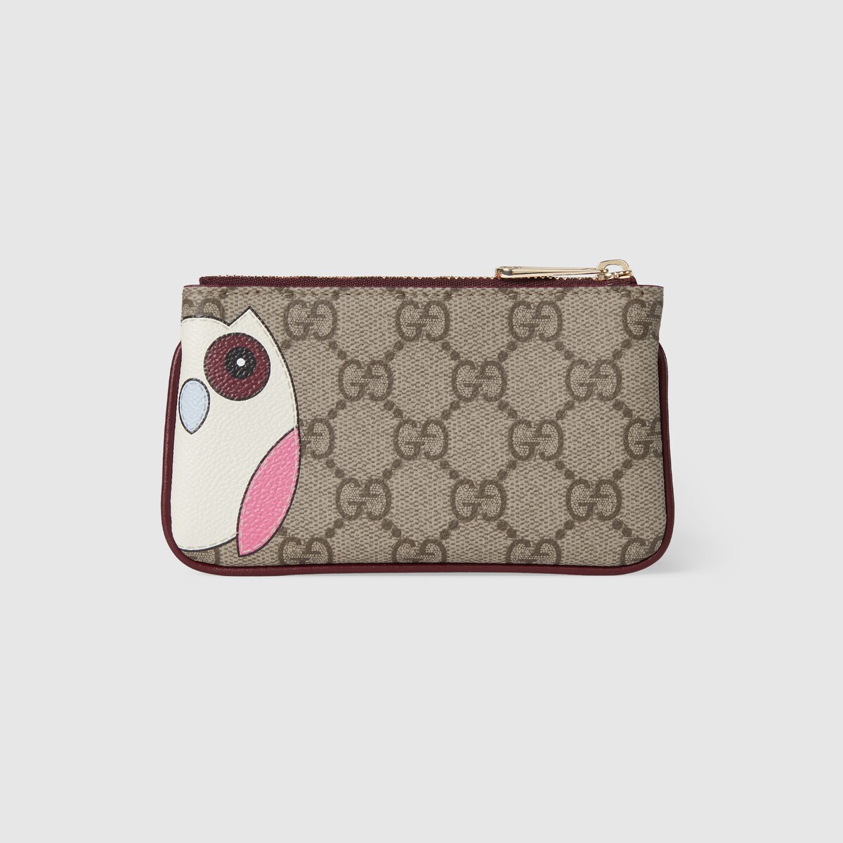 Étui à clés GG avec détail hibou en tissu beige et marron foncé | GUCCI® FR