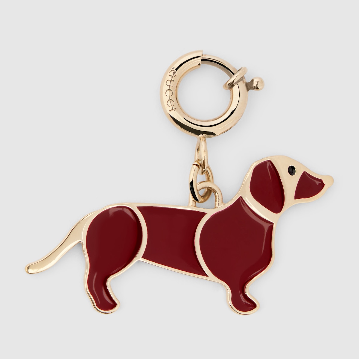 Dog-shaped bag charm in Rosso Ancora red enamel | GUCCI® ZA