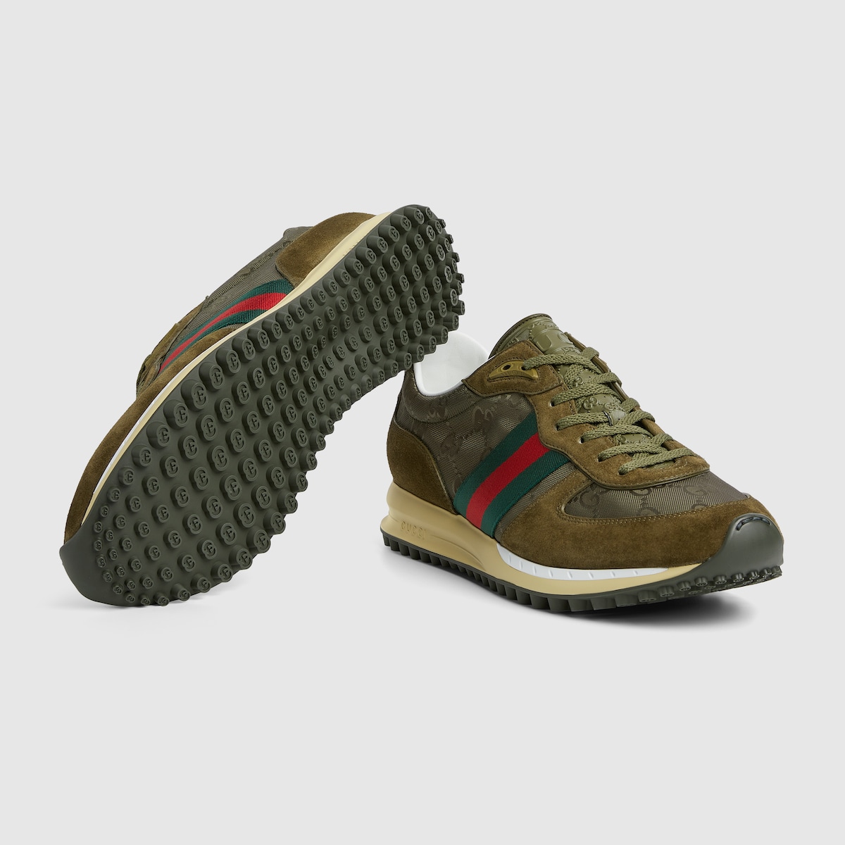 Men's Gucci Re-Motion trainer in dark green Original GG canvas | GUCCI® UK