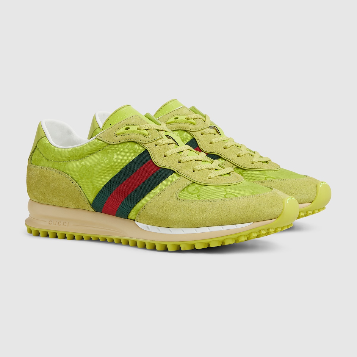 Baskets Gucci Re-Motion pour homme en toile Original GG vert brillant | GUCCI® CA