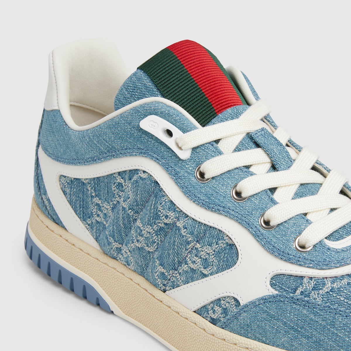 Men's Gucci Re-Web sneaker in light blue GG denim | GUCCI® AU