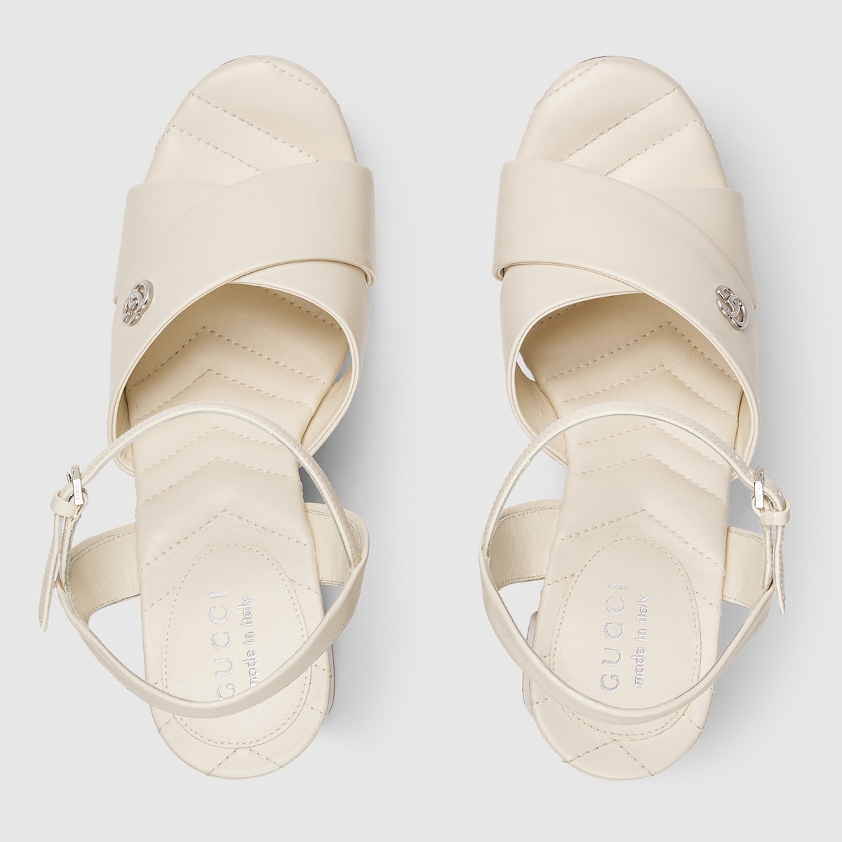 Women's platform sandal in white leather | GUCCI® US