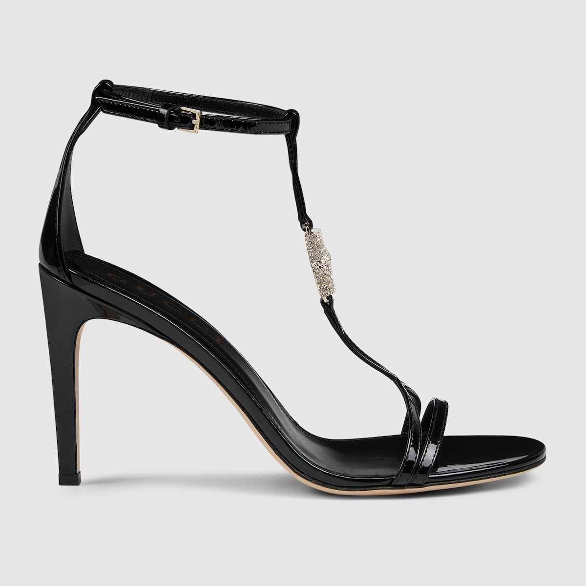 Sandales avec détail bambou pour femme en cuir verni noir | GUCCI® FR