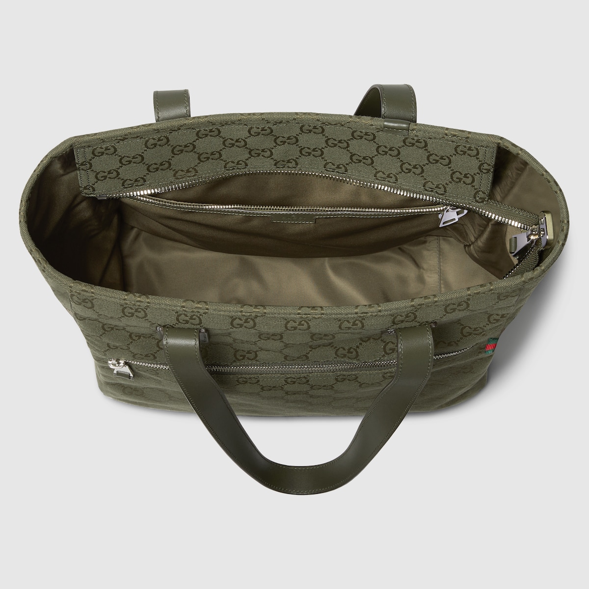 GG canvas medium tote bag in forest green GG canvas | GUCCI® US