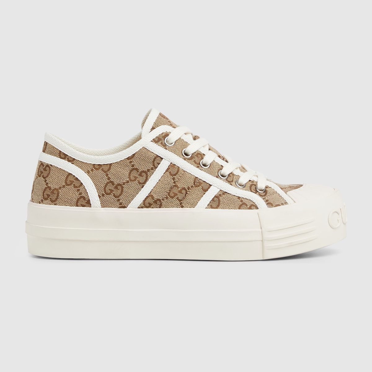 Women's chunky sneaker in beige and brown Original GG canvas | GUCCI® CA