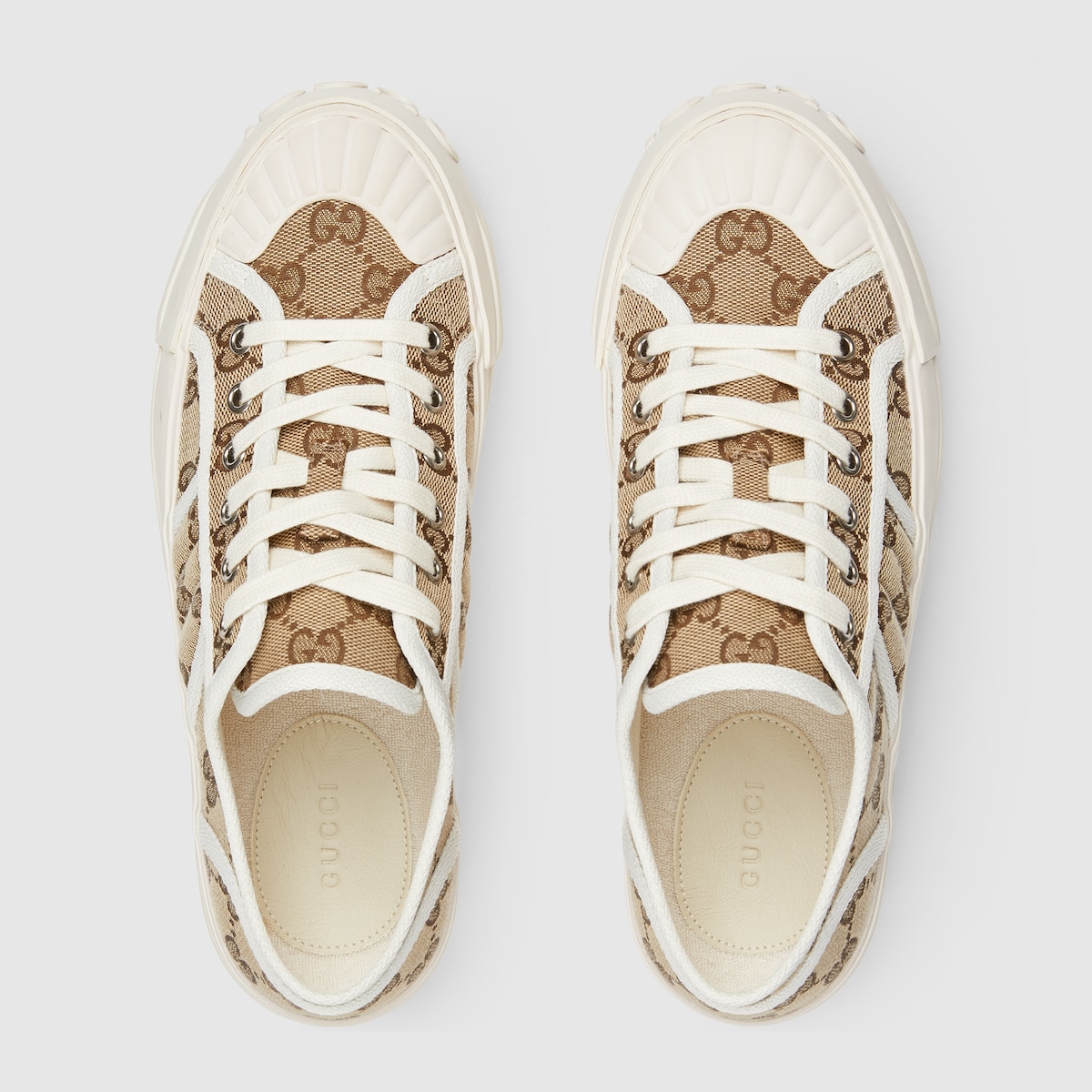 Women's chunky sneaker in beige and brown Original GG canvas | GUCCI® CA