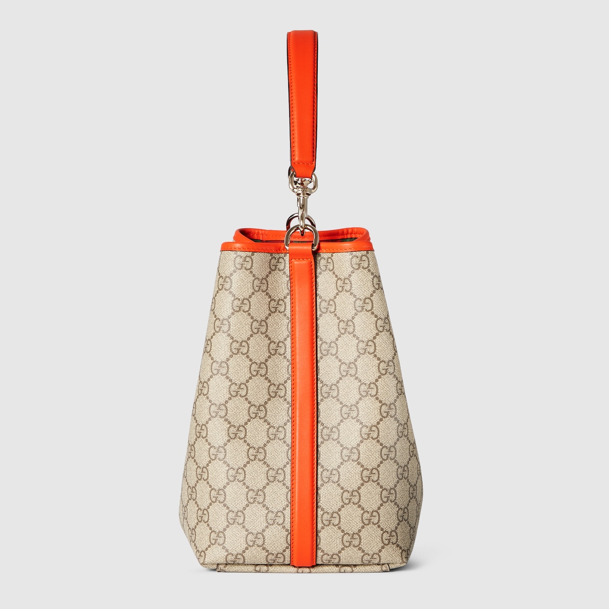 GG Emblem medium bucket bag in beige and brown GG fabric | GUCCI® US