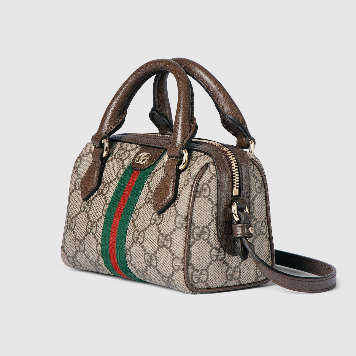 Ophidia mini boston bag in beige and brown GG fabric | GUCCI® MX