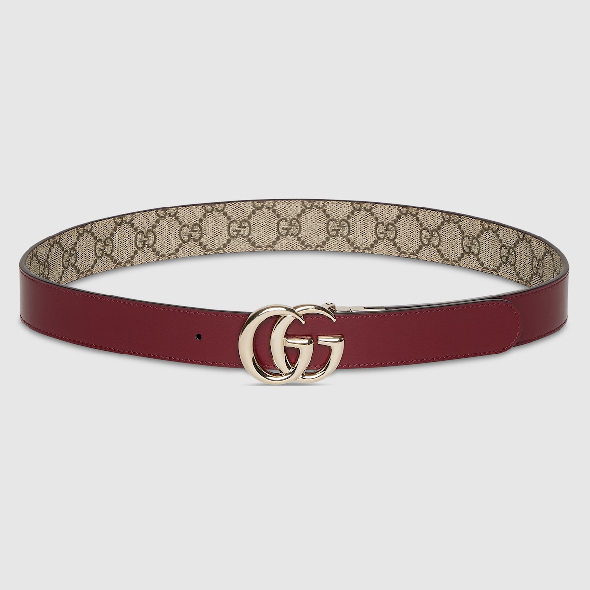 Reversible GG Marmont wide belt in beige GG Supreme and red | GUCCI® US