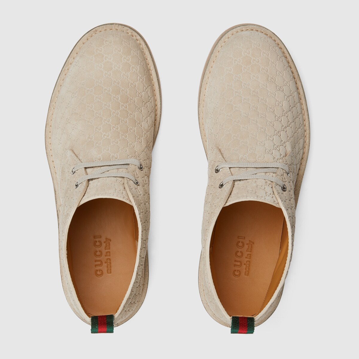 Men's ankle boot with Web in oatmeal GG suede | GUCCI® CA