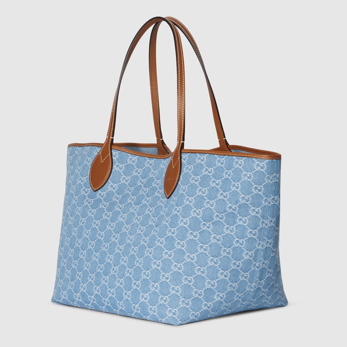 Gucci Totissima large tote bag in blue and white GG denim | GUCCI® UK