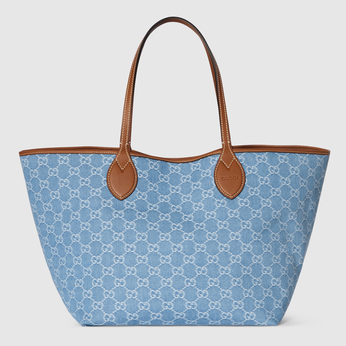 Gucci Totissima large tote bag in blue and white GG denim | GUCCI® UK