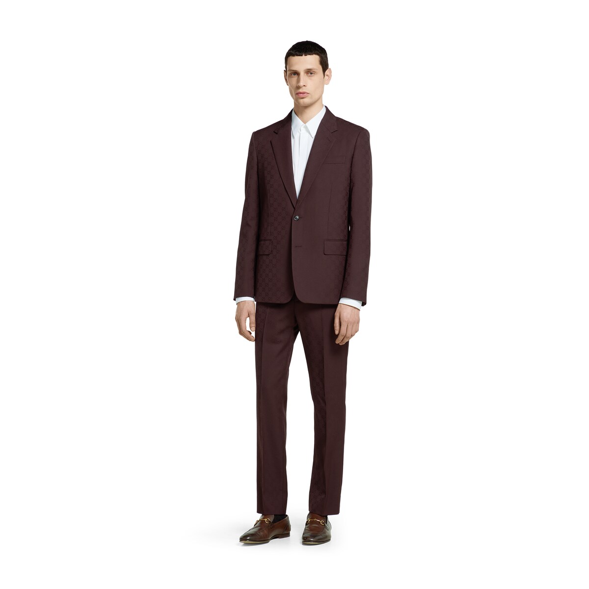 GG wool jacquard suit in dark burgundy | GUCCI® UK