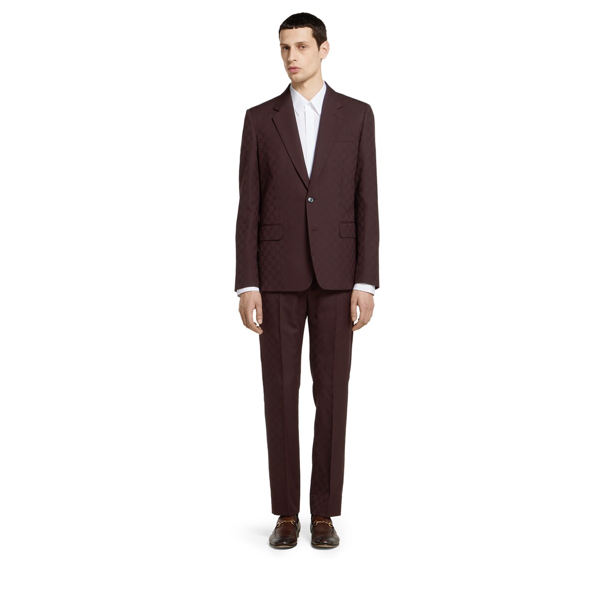 GG wool jacquard suit in dark burgundy | GUCCI® UK