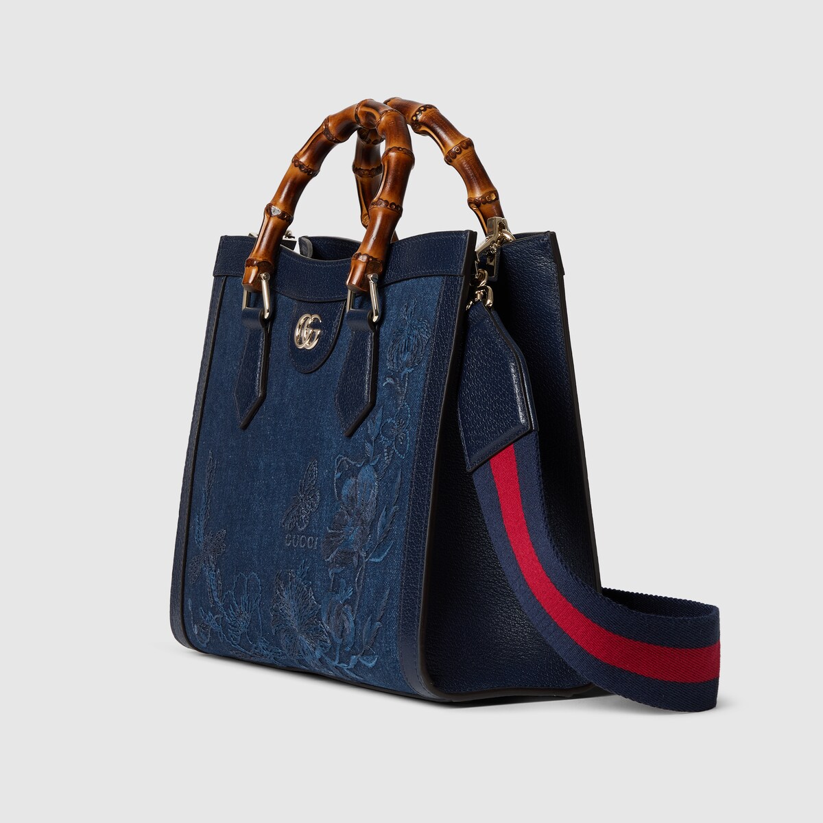 Gucci Diana medium tote bag in blue denim | GUCCI® TR