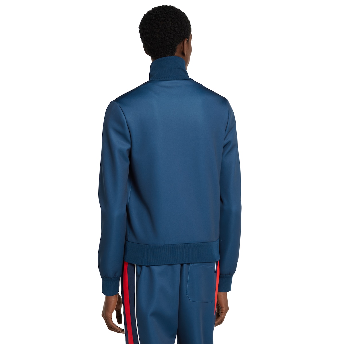 Neoprene zipped jacket with Web in dark blue | GUCCI® CA