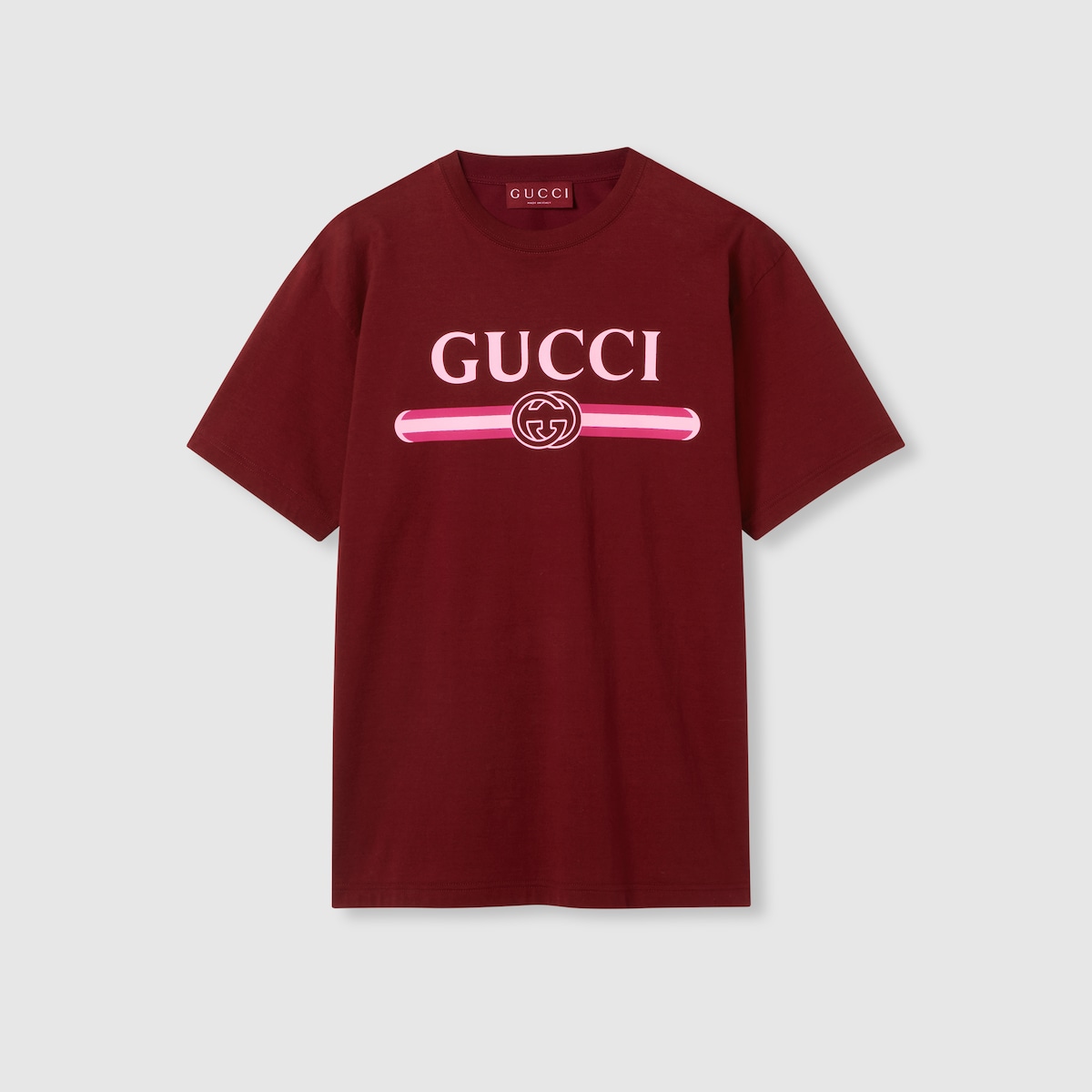 Cotton jersey T-shirt with print in Gucci Rosso Ancora red | GUCCI® US
