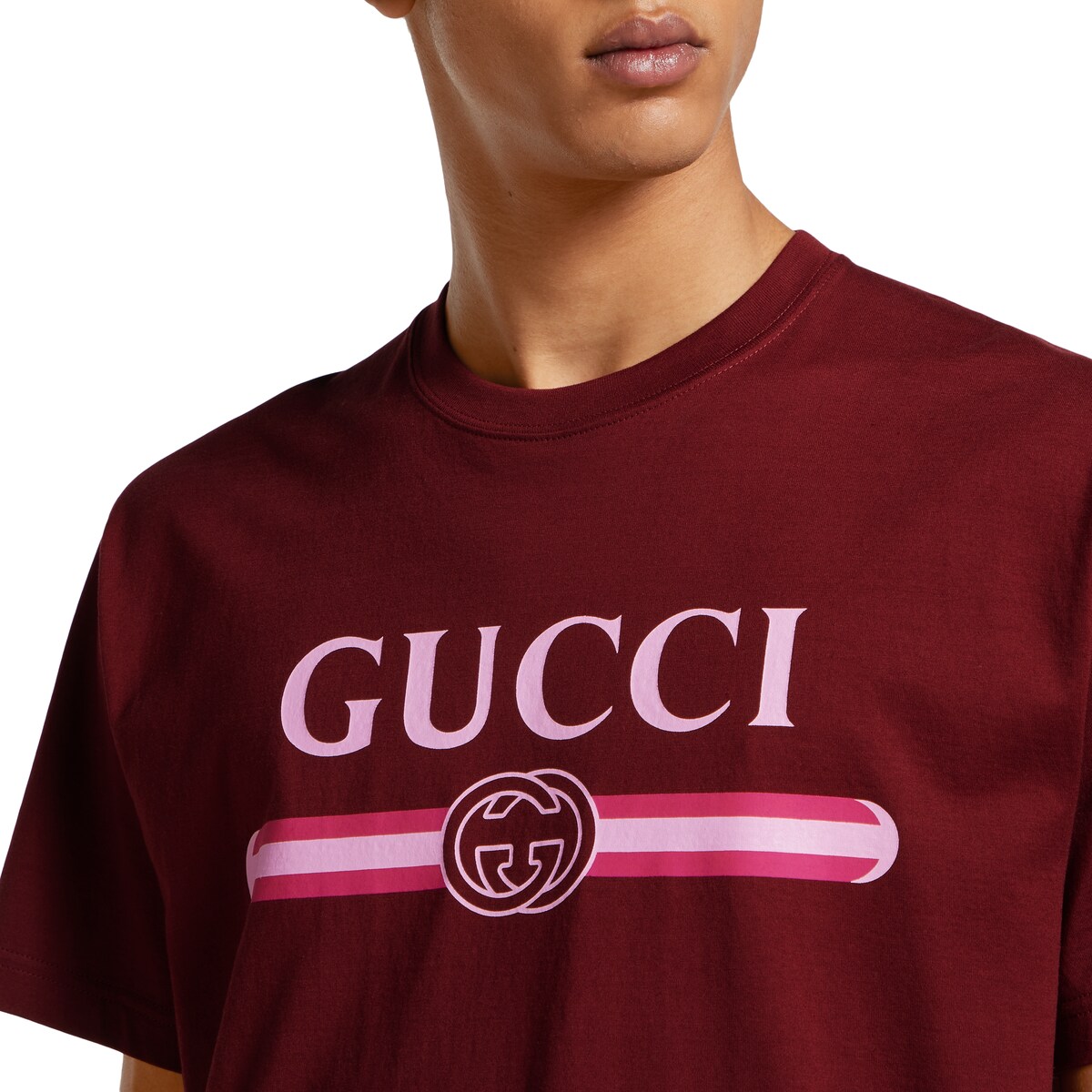 Cotton jersey T-shirt with print in Gucci Rosso Ancora red | GUCCI® US