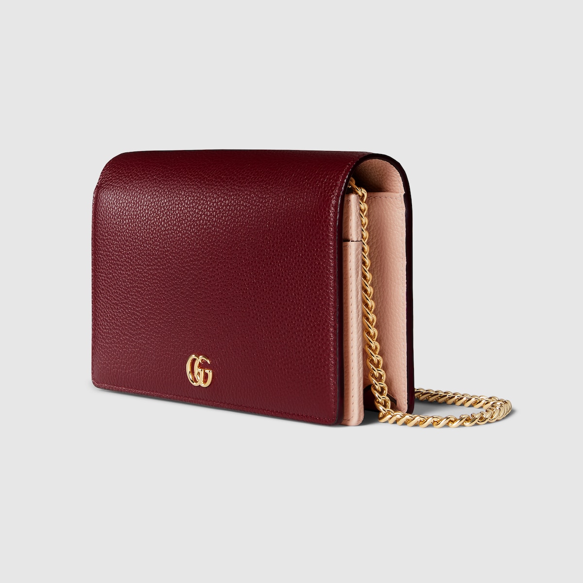 GG Marmont wallet on chain in Rosso Ancora red and pink leather | GUCCI ...
