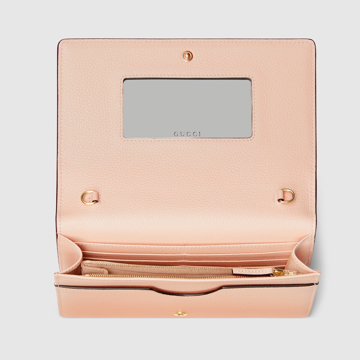 GG Marmont wallet on chain in Rosso Ancora red and pink leather | GUCCI® US