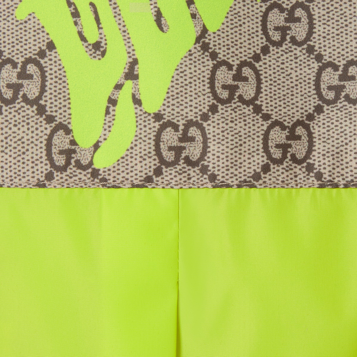 Printed poplin tech zip jacket in beige, brown and lime green | GUCCI® UK