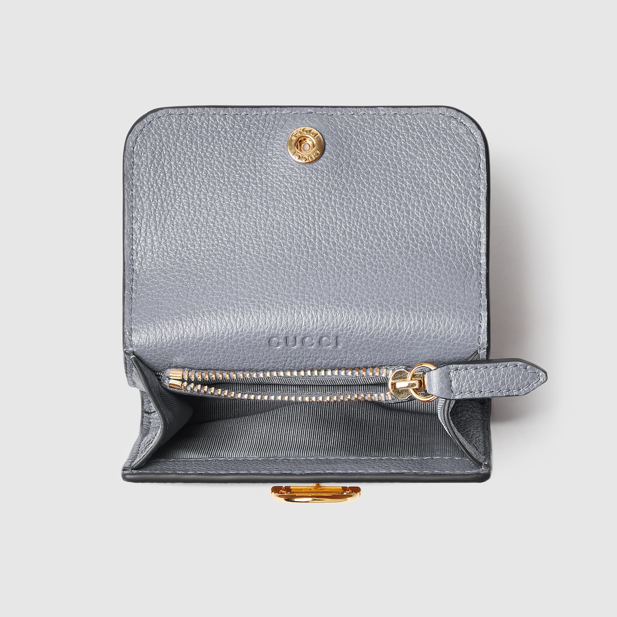 Gucci Softbit card case in grey leather | GUCCI® FR
