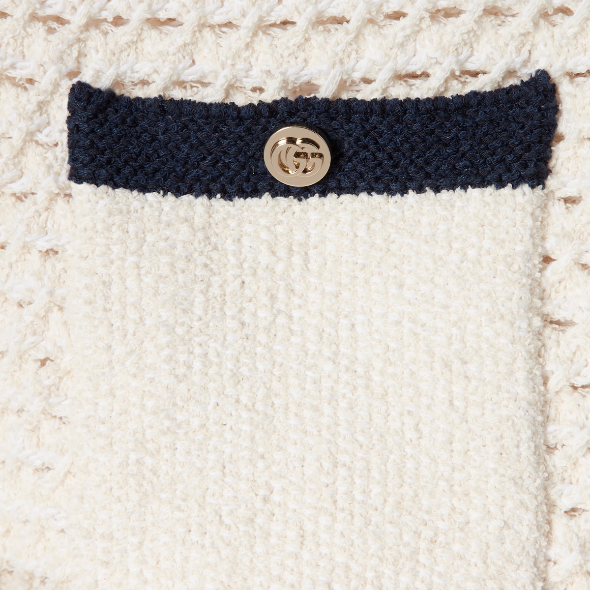 Fine cotton crochet skirt in white and navy | GUCCI® UK
